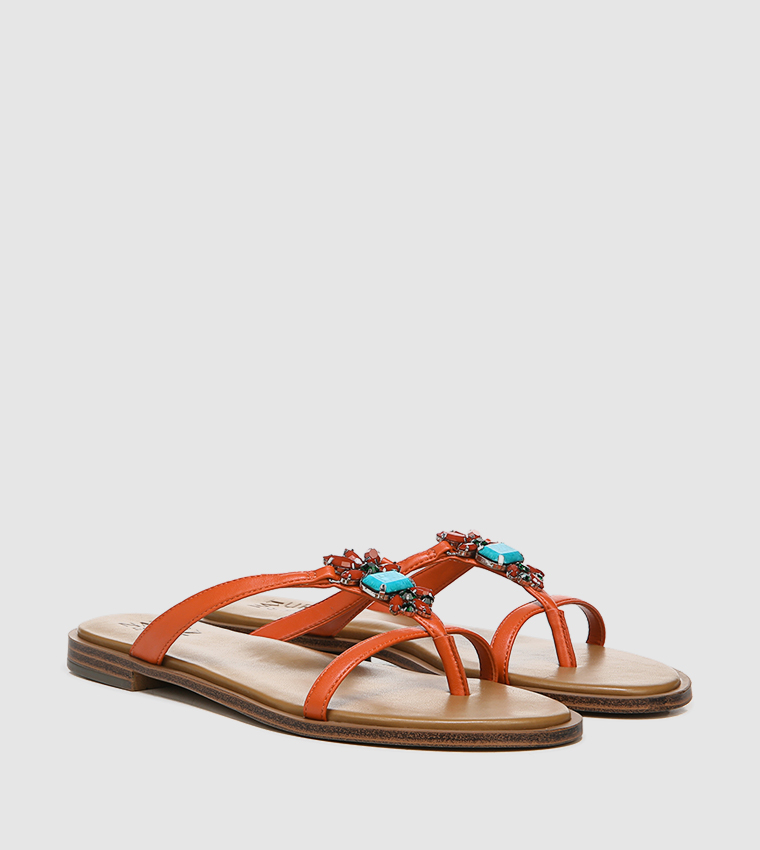 Buy Naturalizer FELICITY Embellished Flat Sandals In Orange | 6thStreet UAE