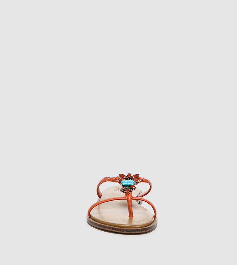 Buy Naturalizer FELICITY Embellished Flat Sandals In Orange | 6thStreet UAE