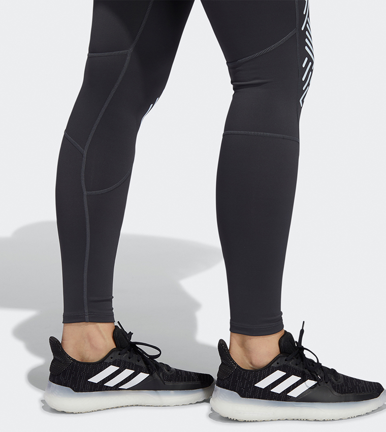 Buy Adidas Alphaskin Graphic Long Tight Grey Six/Sky Tint In Grey ...
