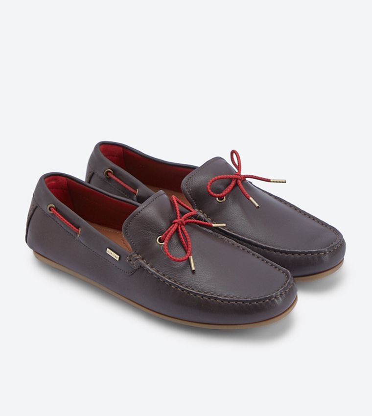 Buy Tommy Hilfiger Interlace Details Round Toe Loafers Brown In Brown ...
