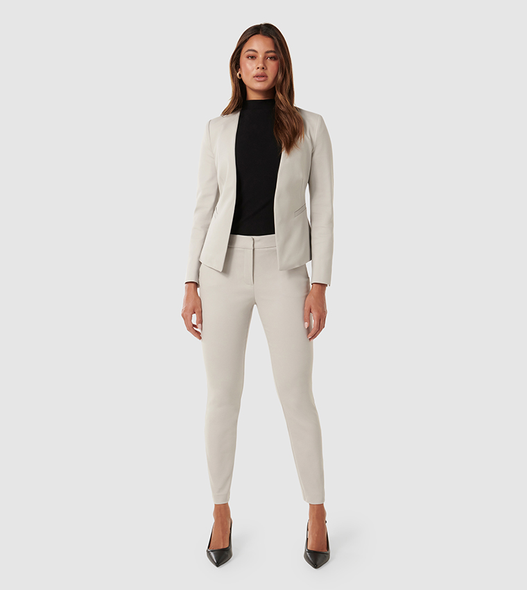 Buy Forever New GRACE Solid Slim Fit Pants In Grey | 6thStreet UAE