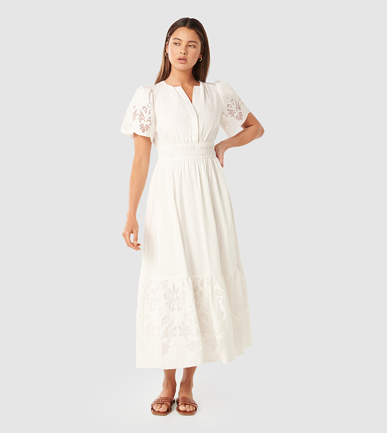 Buy Forever New ELEANOR Cutwork Midaxi Dress In White | 6thStreet Kuwait
