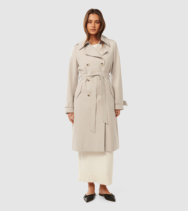 Buy Forever New MAGGIE Double Breasted Trench Coat In Beige | 6thStreet ...