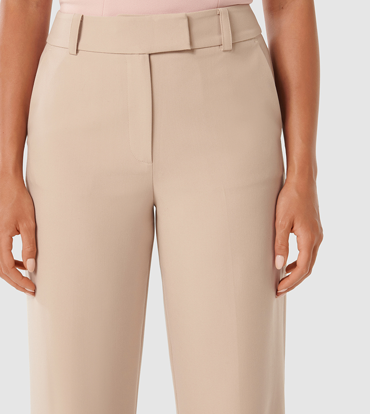Buy Forever New NOVA Solid Straight Fit Pants In Beige | 6thStreet Kuwait