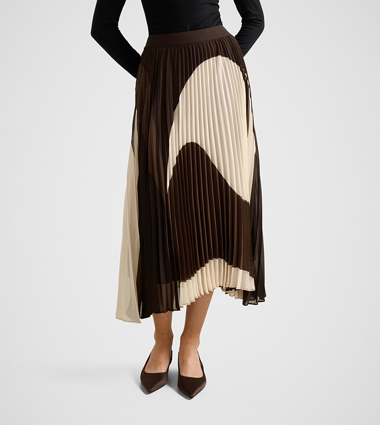Buy Forever New FN EVA Color Block Pleated Midi Skirt In Multiple ...