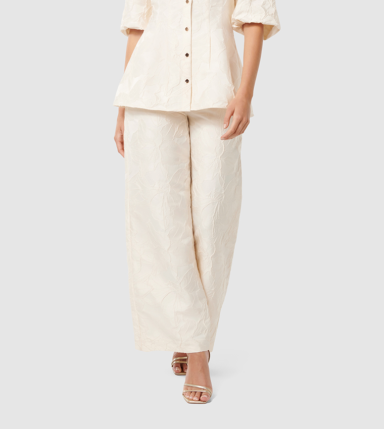 Buy Forever New BRADY High Waist Wide Leg Pants In Cream | 6thStreet Kuwait