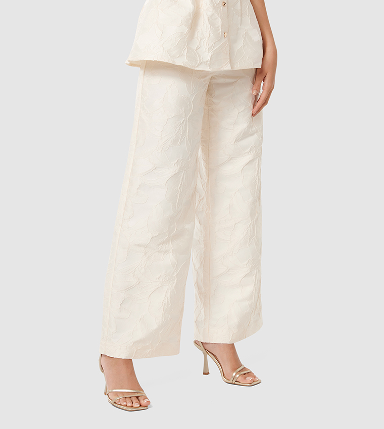 Buy Forever New BRADY High Waist Wide Leg Pants In Cream | 6thStreet Kuwait