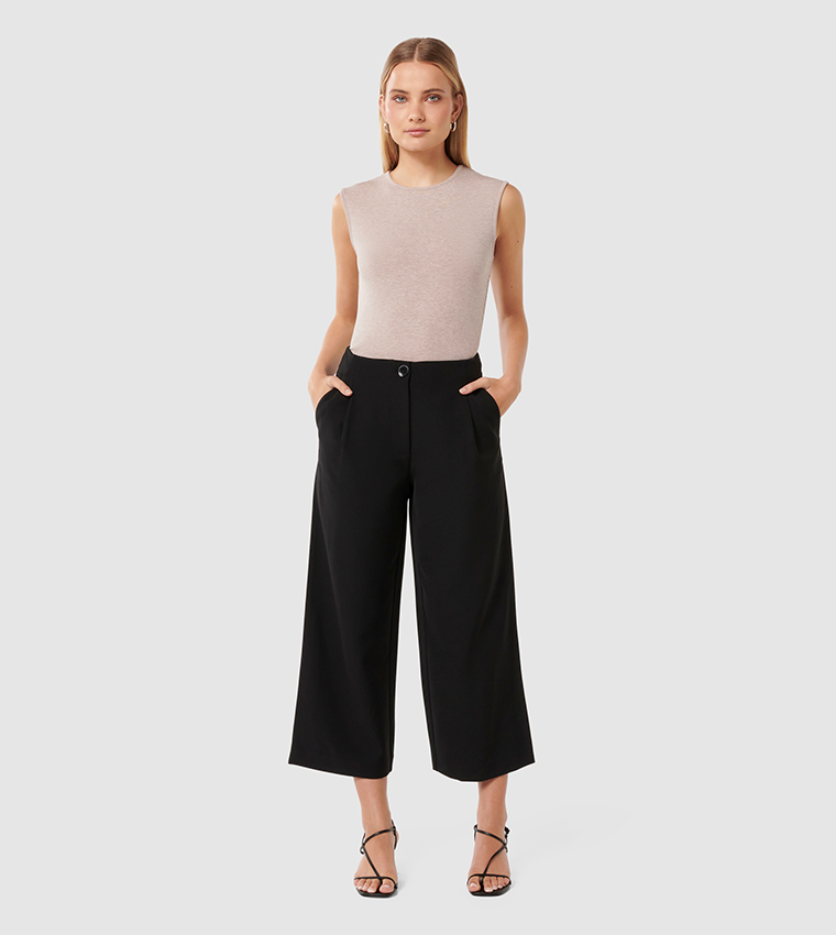 Buy Forever New CORINA Button Closure Culotte In Black | 6thStreet UAE