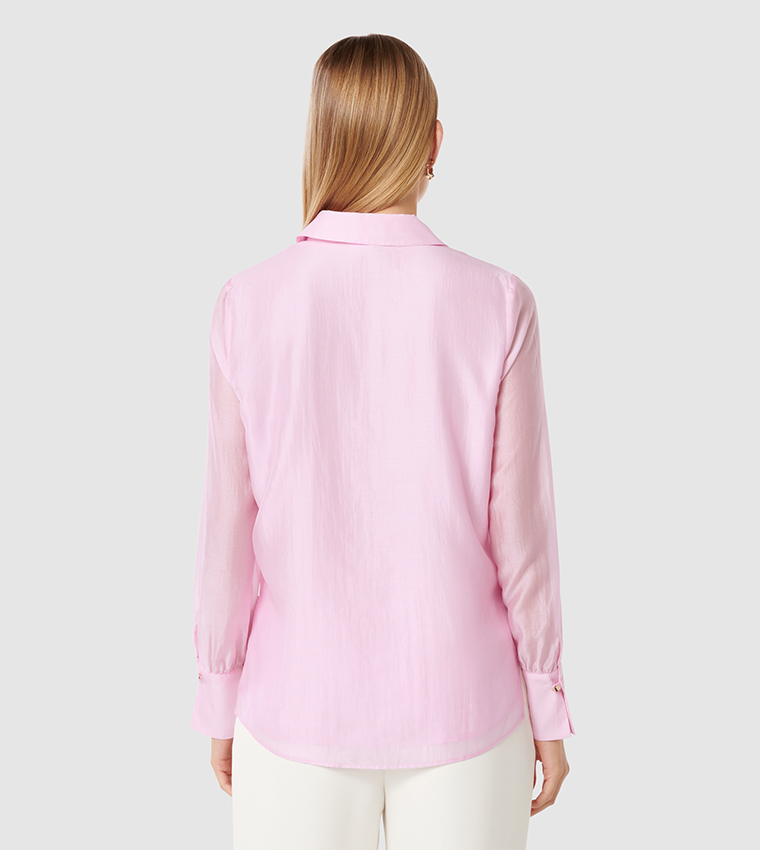 Buy Forever New JULIETTE Long Sleeves Sheer Shirt In Pink | 6thStreet ...
