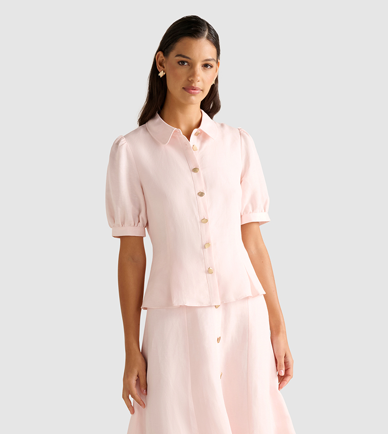 Buy Forever New FOSTER Puff Sleeves Shirt In Pink | 6thStreet UAE