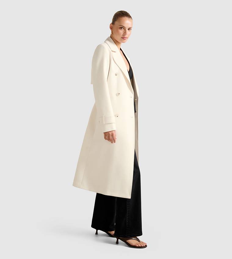 Buy Forever New LYDIA Crepe Trench Coat In Beige | 6thstreet Kuwait
