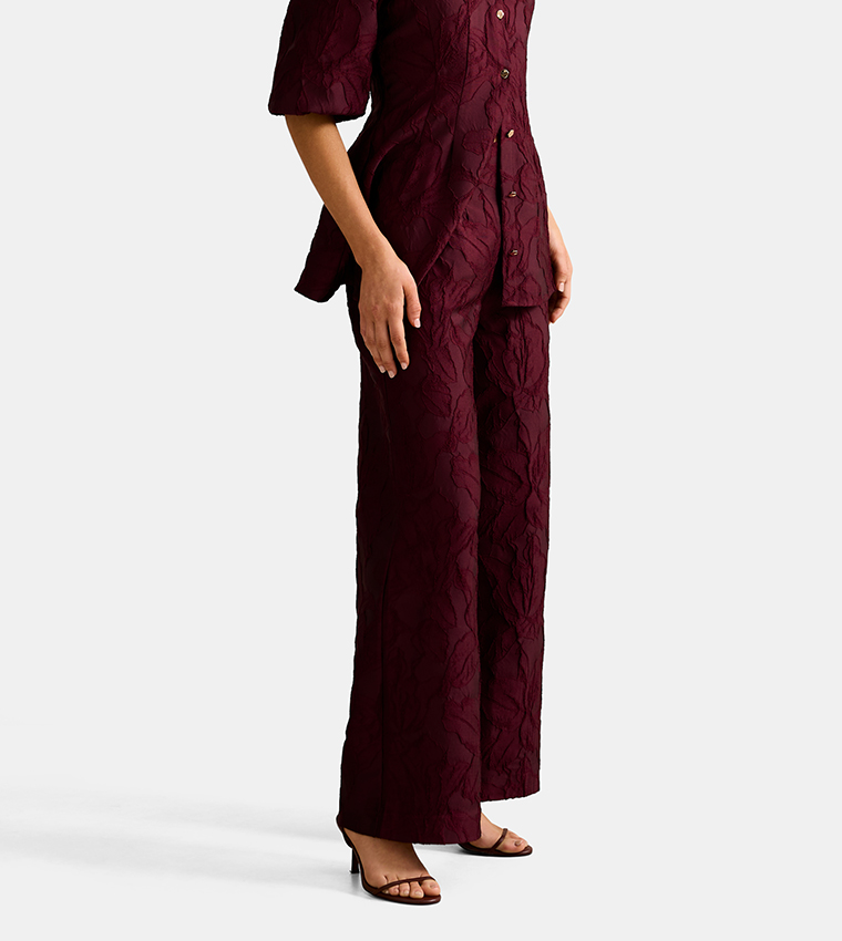 Buy Forever New FN BRADY Textured Wide Leg Pants In Burgundy ...
