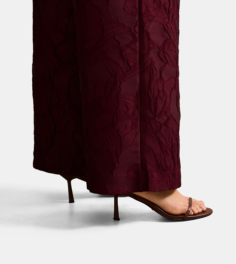 Buy Forever New FN BRADY Textured Wide Leg Pants In Burgundy ...