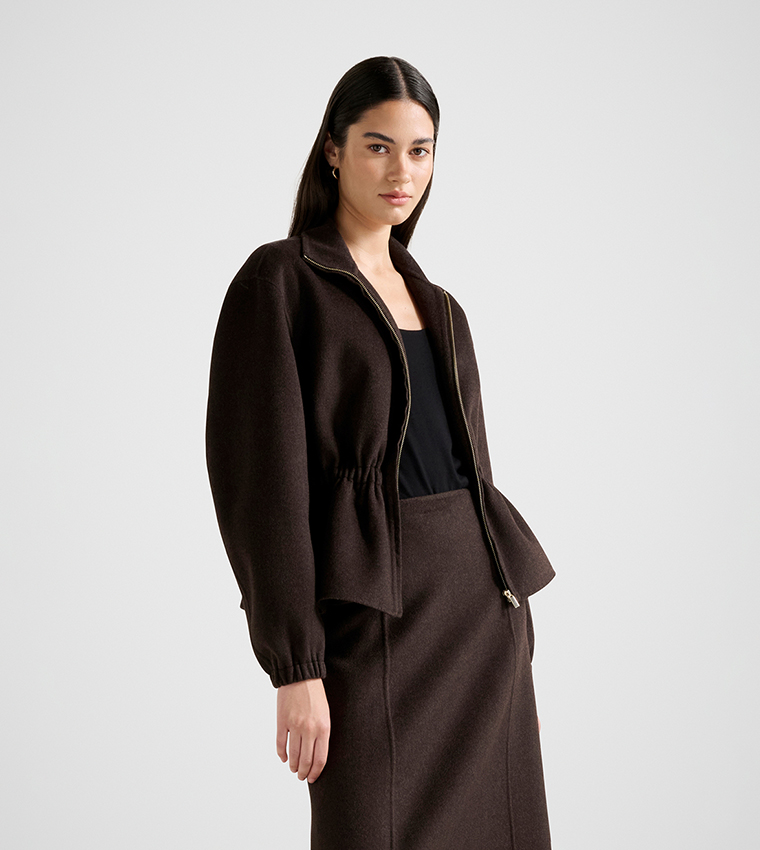 Buy Forever New AMARA Elastic Waist Jacket In Brown | 6thstreet Kuwait