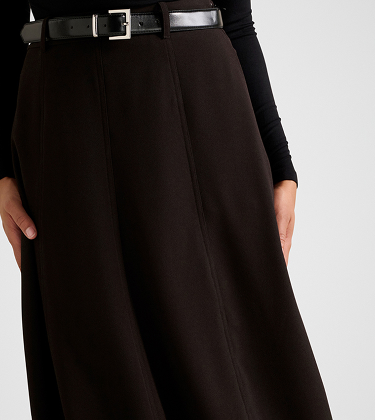 Buy Forever New CELINE Belted Midi Skirt In Black | 6thStreet Qatar