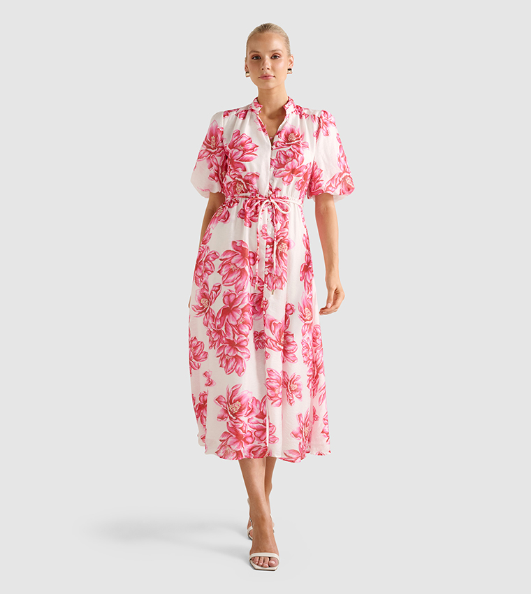 Buy Forever New FN MACEY Floral Printed Midi Dress In Pink | 6thstreet ...