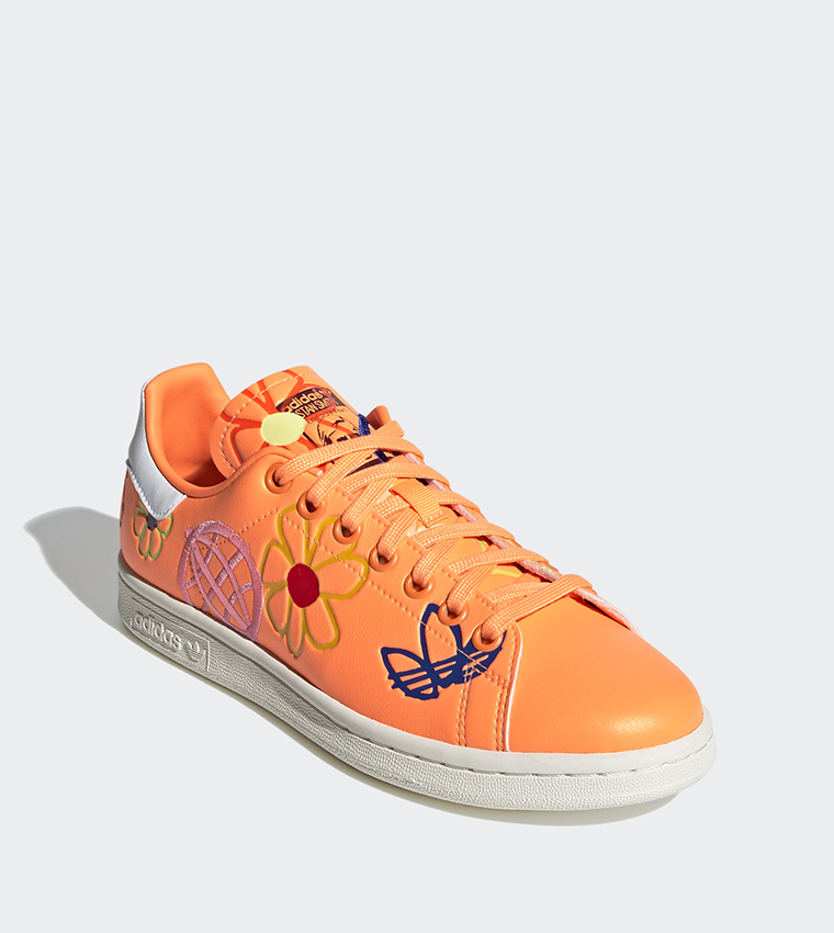 Buy Adidas Originals Stan Smith Lace Up Low Top Sneakers In Orange ...