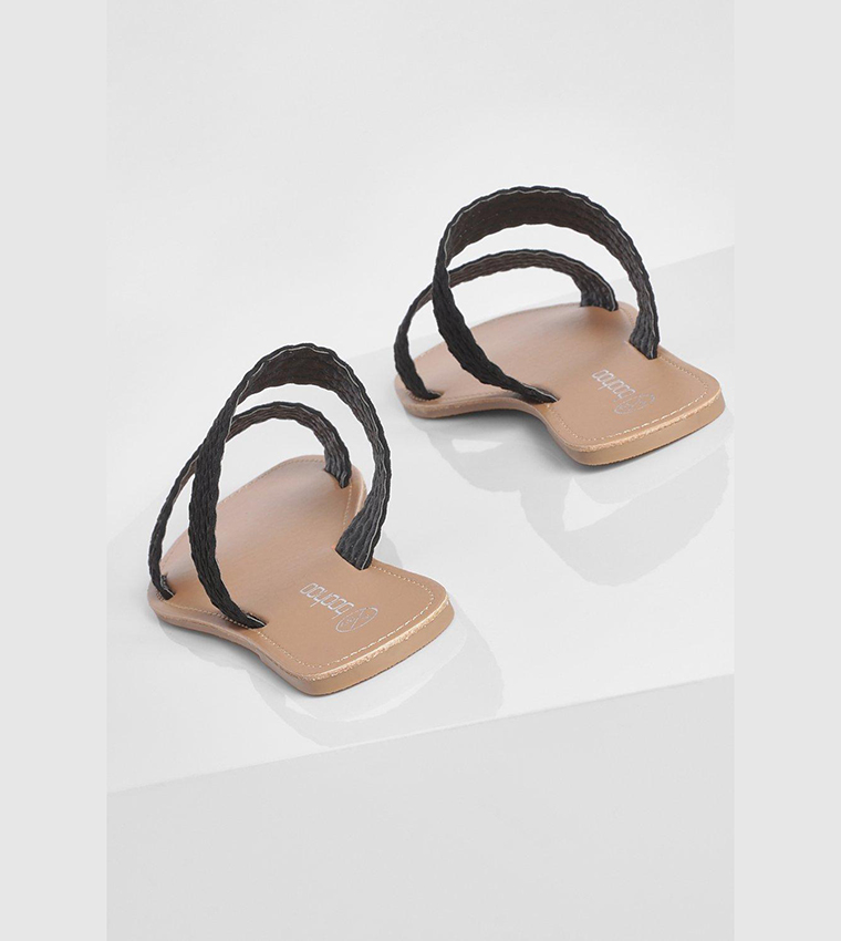 Buy Boohoo Woven 2 Strap Mule In Black | 6thStreet UAE