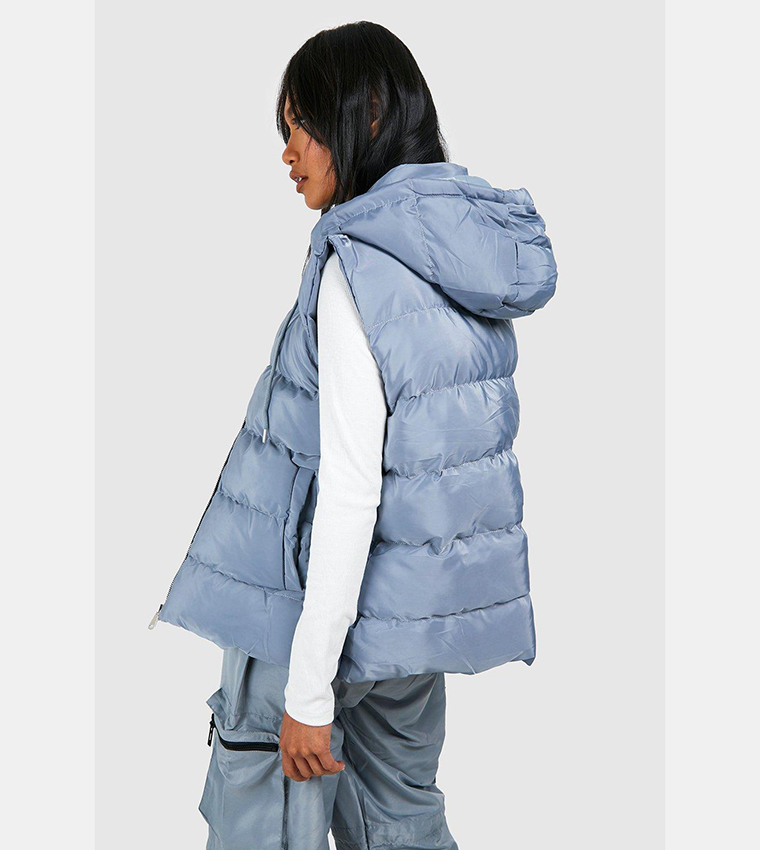 Buy Boohoo Hooded Padded Gillet In Grey | 6thStreet Saudi Arabia