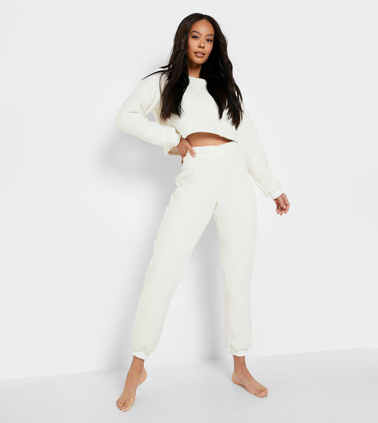 Buy Boohoo Tall Mix And Match Fluffy Trousers In Cream | 6thStreet Kuwait