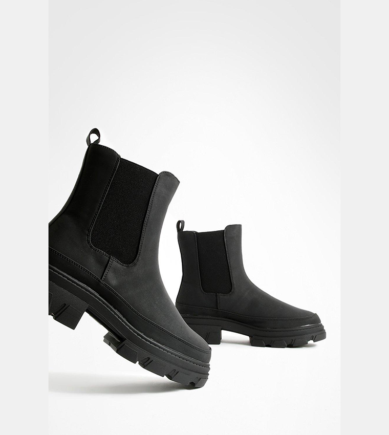 Buy Boohoo High Ankle Chunky Chelsea Boots In Black | 6thStreet Kuwait
