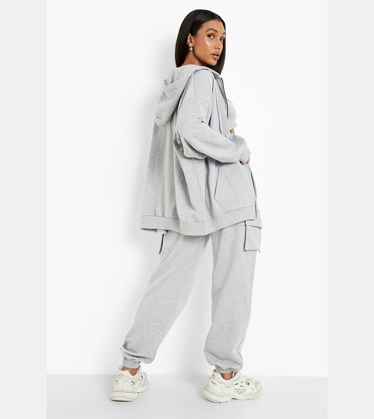 Buy Boohoo Design Studio 3 Piece Cargo Pocket Zip Through Tracksuit In ...
