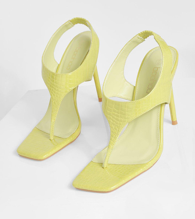 Buy Boohoo Toe Post Croc Square Toe Heel In Green | 6thStreet Saudi Arabia