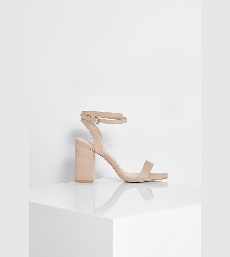 Buy Boohoo Wide Fit Two Part Block Heel Sandals In Nude | 6thstreet Kuwait
