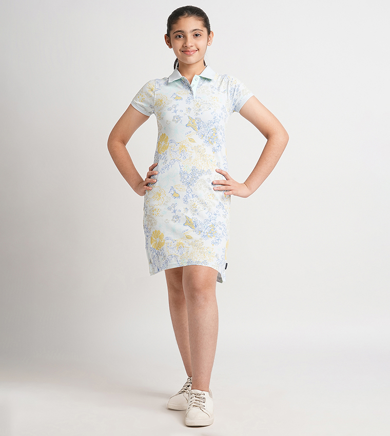 Buy Beverly Hills Polo Club Floral Printed Short Sleeves Polo Dress In Blue | 6thStreet UAE