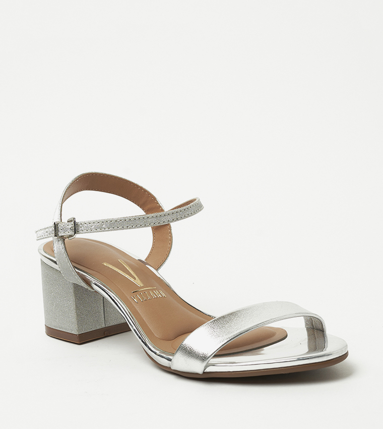 Buy Vizzano RAINA Ankle Strap Block Heel Sandals In Silver | 6thStreet ...