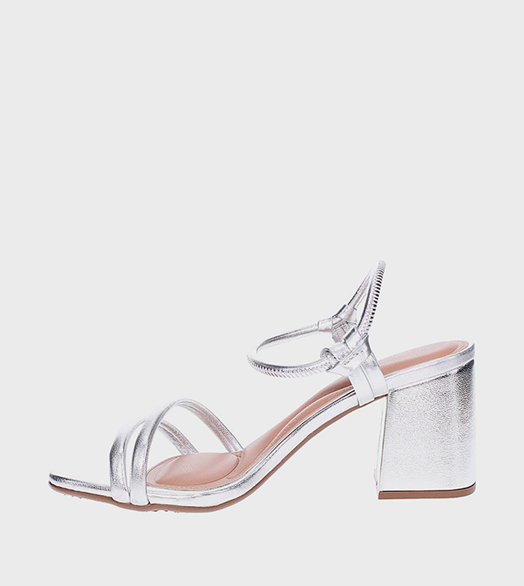 Buy Beira Rio FREYJA Block Heel Sandals In Silver | 6thStreet UAE