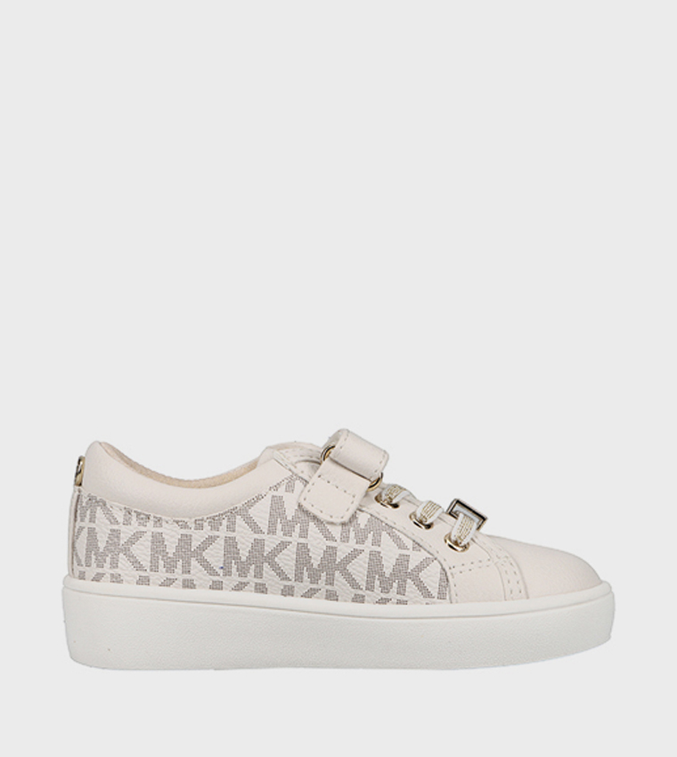 Buy Michael Kors JEM Monogram Velcro Closure Sneakers In Beige ...