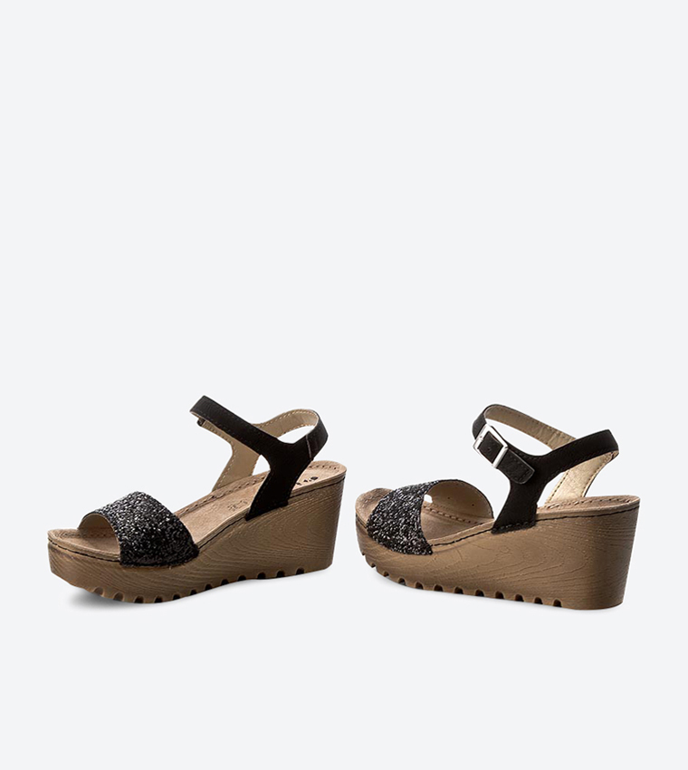 Buy Inblu @ CCC Ankle Strap Buckle Closure Round Toe Wedge Sandals ...