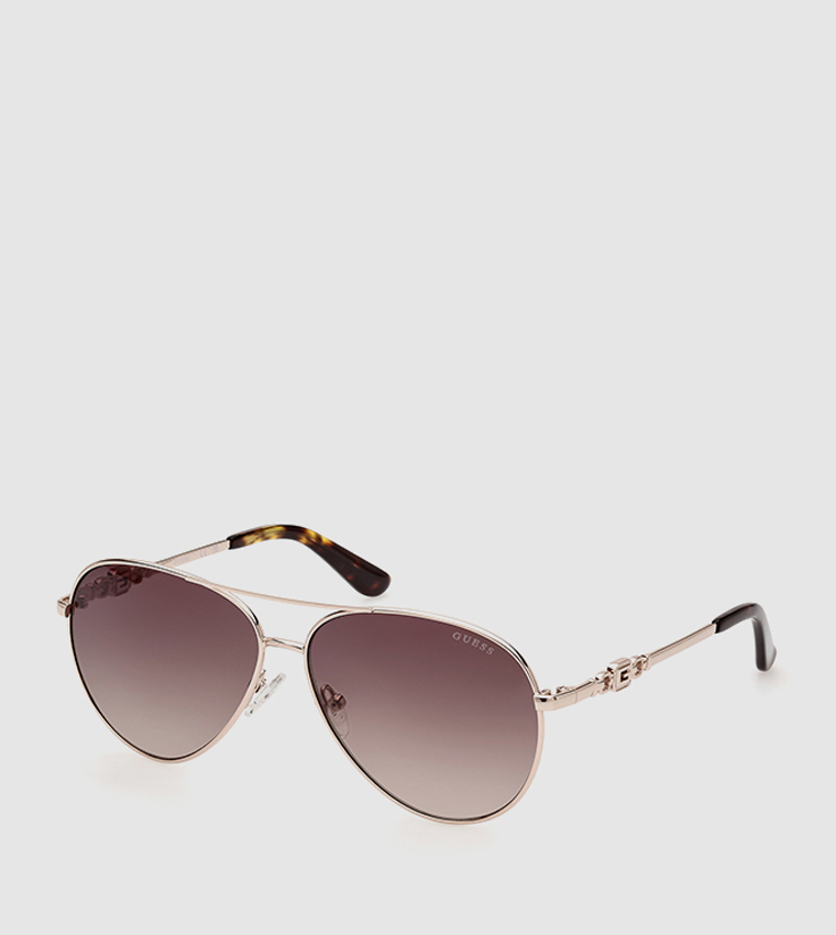 Buy Guess Aviator Sunglasses In Gold | 6thStreet UAE