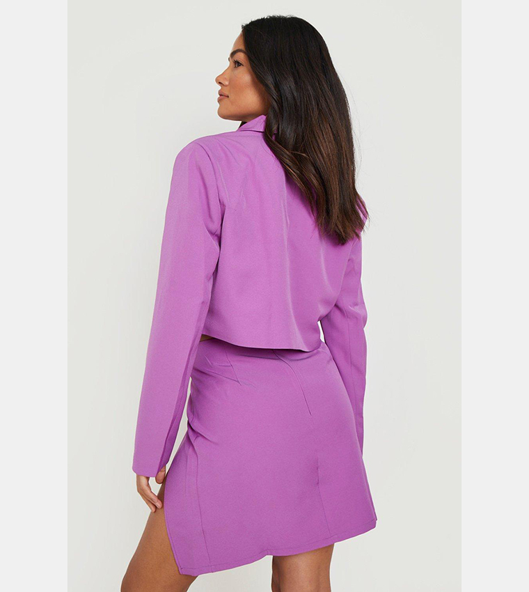 Buy Boohoo Cropped Tailored Blazer In Purple | 6thStreet Kuwait