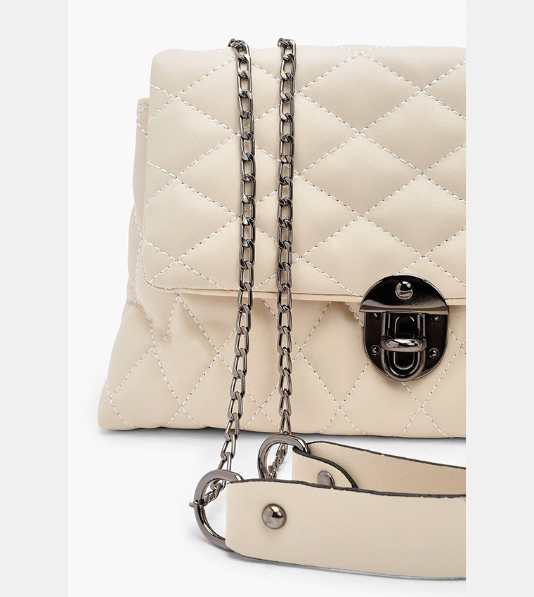 Buy Boohoo Quilted Chain Crossbody Bag In White | 6thStreet Qatar