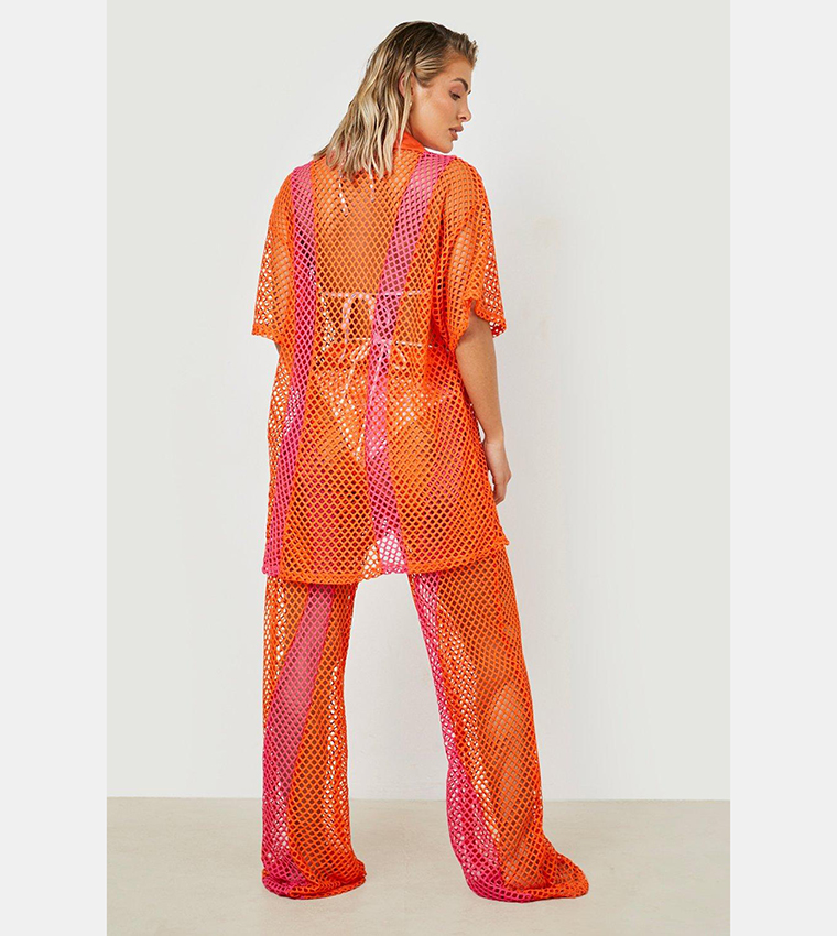 Buy Boohoo Colour Block Knit Shirt And Trouser Beach Co Ord Set In ...