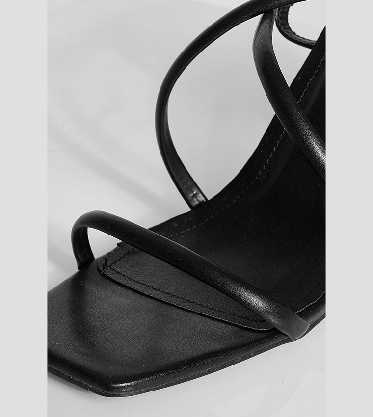 Buy Boohoo Wide Fit Multi Strap Detail 2 Part Block Heel In Black | 6thStreet Saudi Arabia