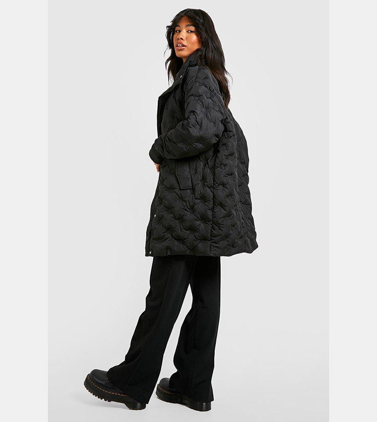 Buy Boohoo Circle Quilted Cocoon Puffer Jacket In Black | 6thStreet Qatar