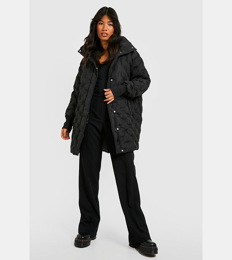Buy Boohoo Circle Quilted Cocoon Puffer Jacket In Black | 6thStreet Qatar