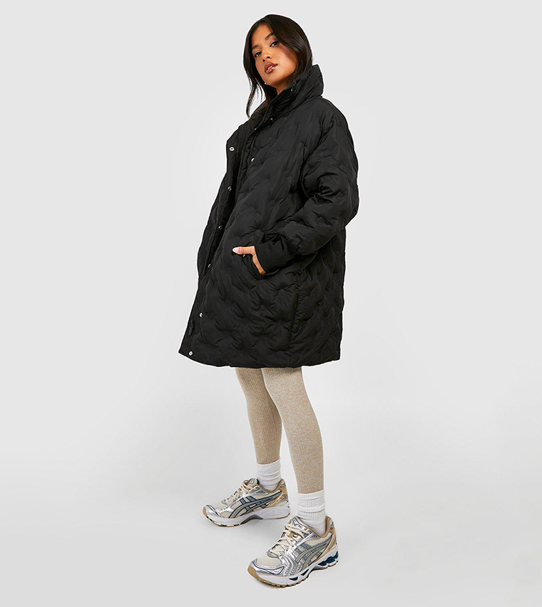 Buy Boohoo Circle Quilted Cocoon Puffer Jacket In Black | 6thStreet Qatar