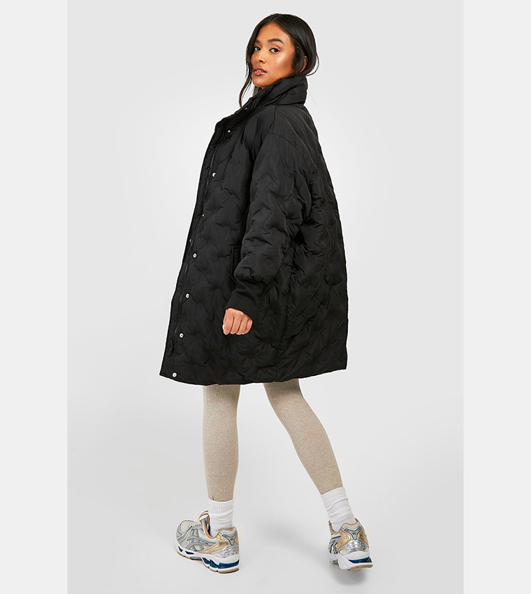 Buy Boohoo Circle Quilted Cocoon Puffer Jacket In Black | 6thStreet Qatar