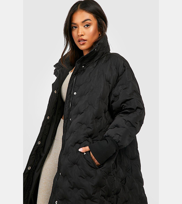 Buy Boohoo Circle Quilted Cocoon Puffer Jacket In Black | 6thStreet Qatar