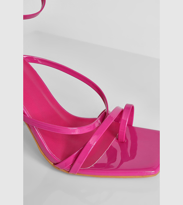 Buy Boohoo Strappy Toe Post Heel Sandals In Pink | 6thStreet UAE