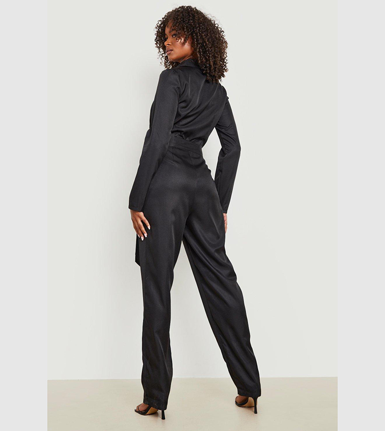 Buy Boohoo Tall Woven Collared Jumpsuit In Black | 6thStreet UAE