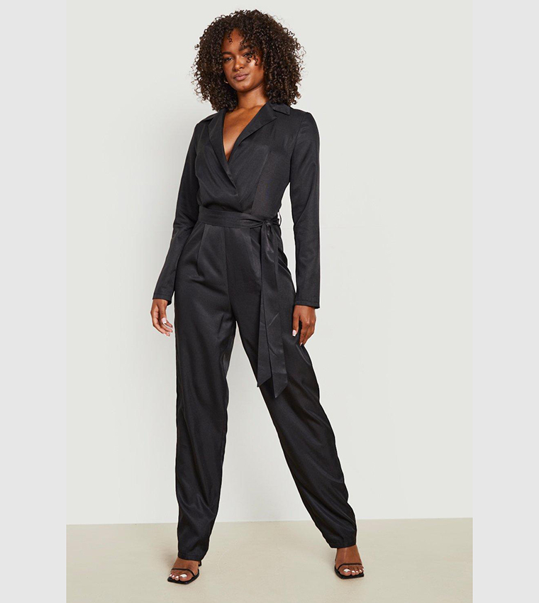 Buy Boohoo Tall Woven Collared Jumpsuit In Black | 6thStreet UAE