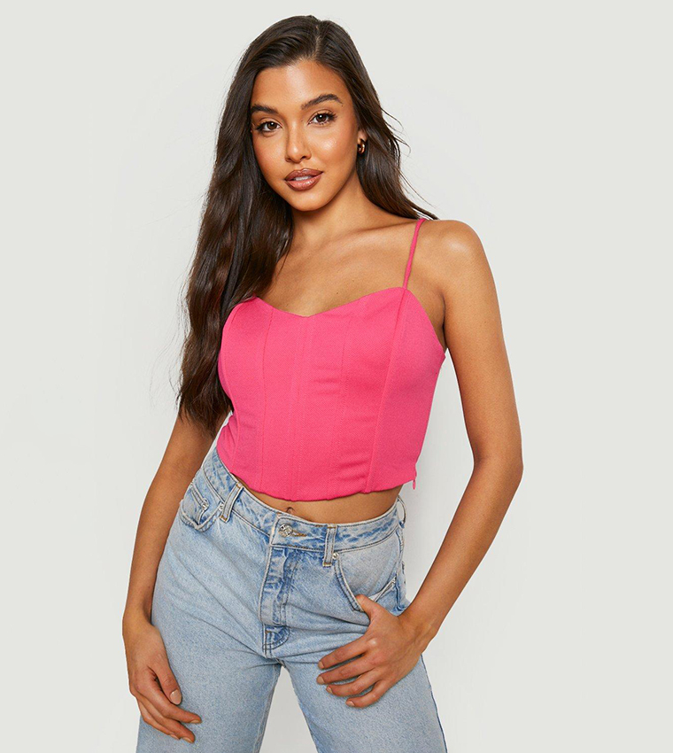 Buy Boohoo Strappy Corset Top In Pink | 6thStreet Saudi Arabia