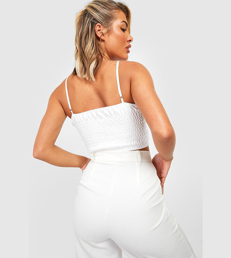 Buy Boohoo Cup Seam Detail Corset Top Crop Top In White | 6thStreet Qatar