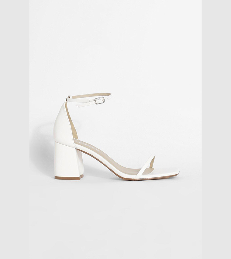 Buy Boohoo Barely There Low Block Two Part Heel In White | 6thStreet Qatar