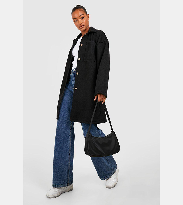 Buy Boohoo Wool Look Oversized Utility Shacket In Black | 6thStreet UAE